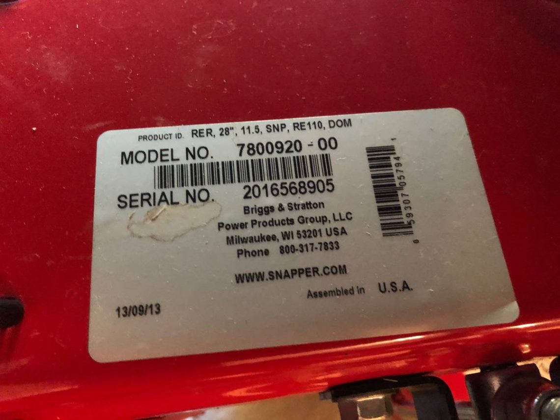 28 inch Snapper Riding Lawn Mower RE110 - RonMowers