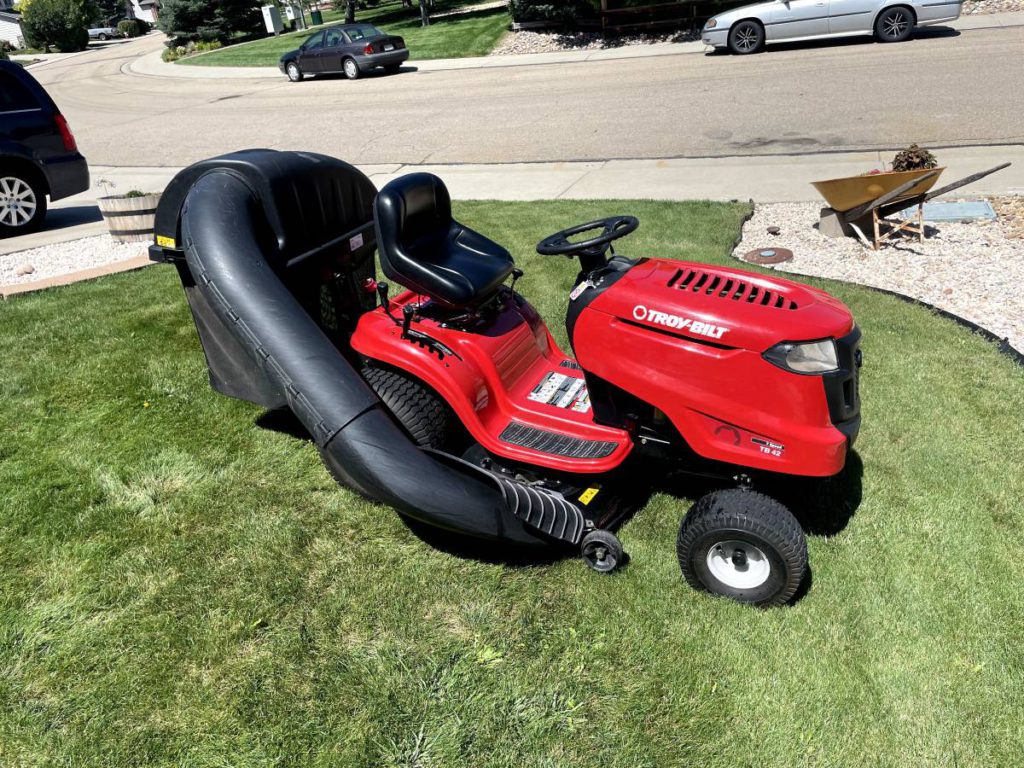 2016 Troy Bilt TB42 riding mower with Bagger attachment - RonMowers