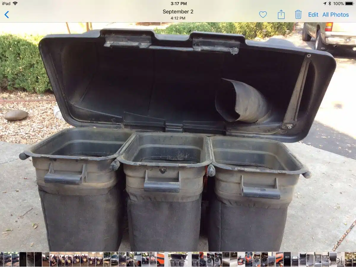 Used Husqvarna 3-bin riding lawn mower grass bagger - RonMowers